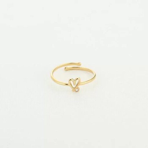 Ring met opengewerkt hartje en steentje – Starlight Jewels