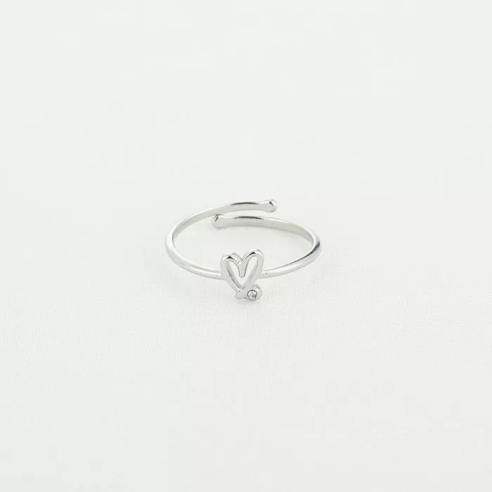 Ring met opengewerkt hartje en steentje – Starlight Jewels